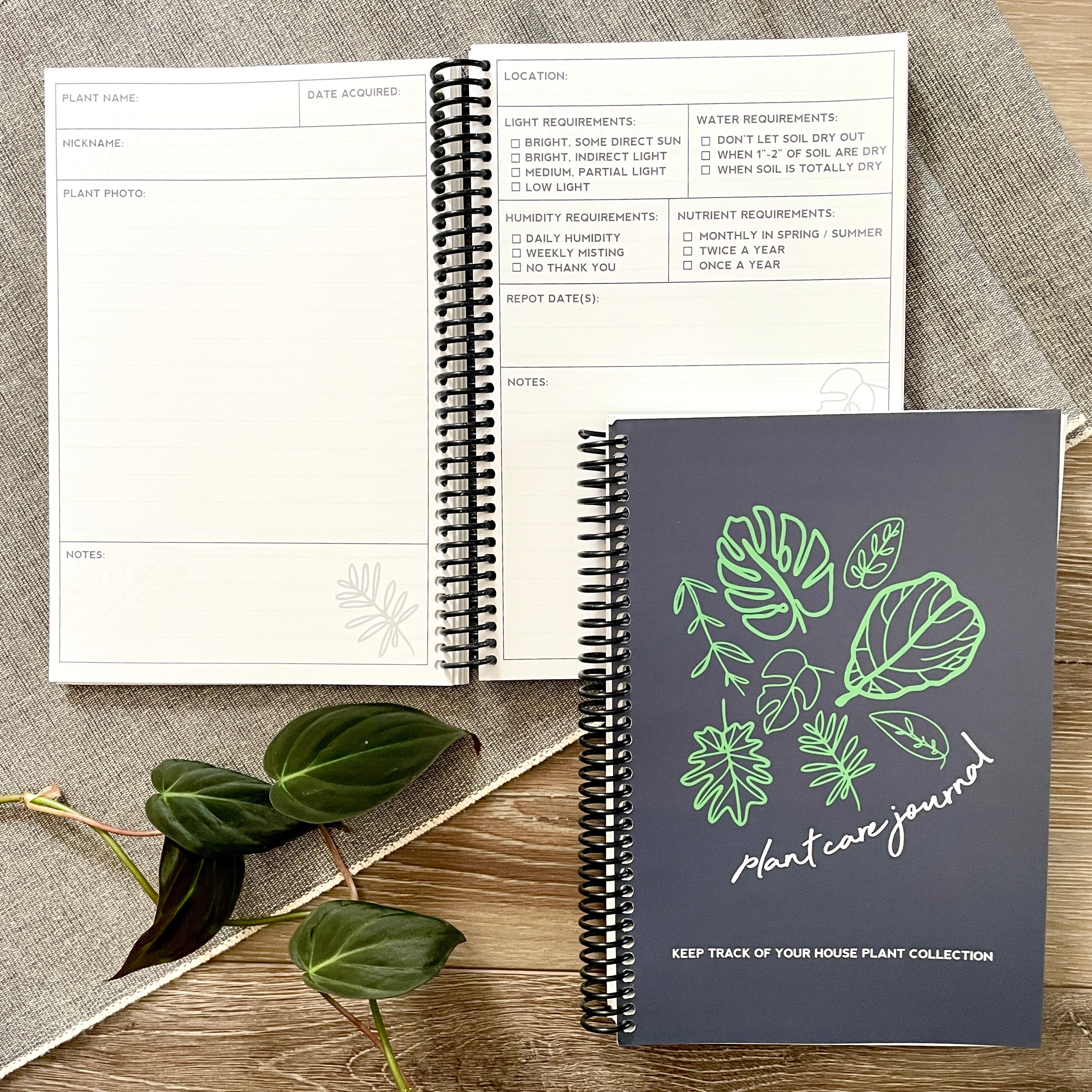 Plant Care Journal, Track your Plant Collection, Spiral Bound Plant Tr ...
